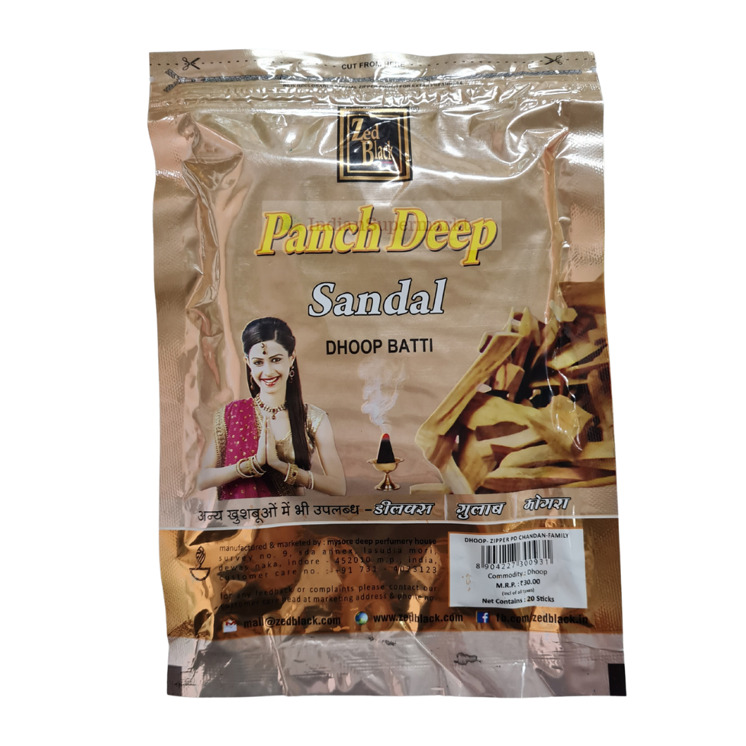 Panch Deep Dhoop Batti Sandal 20sticks – IndianSupermarkt