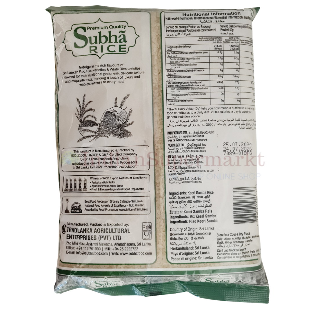 Subha Keeri Samba rice 1kg – IndianSupermarkt