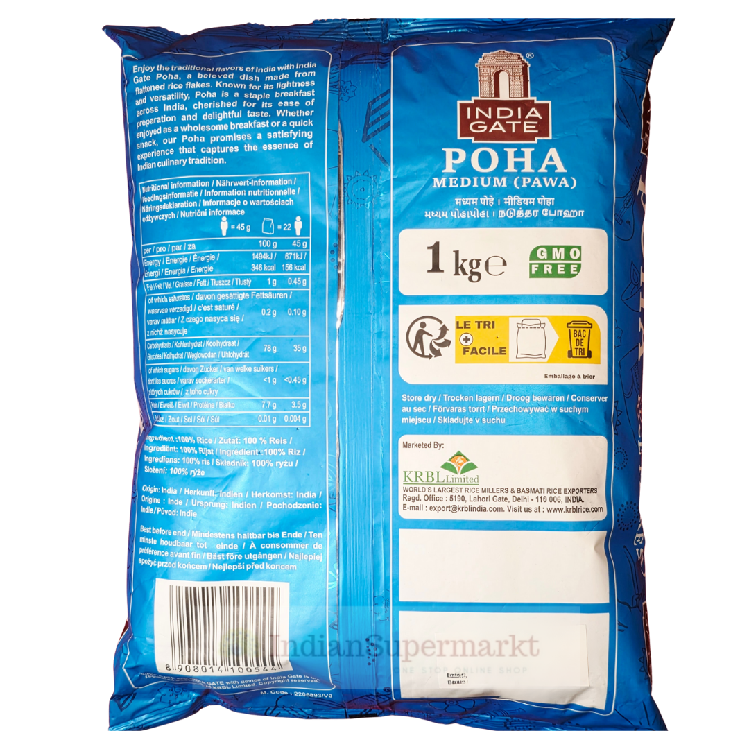 India gate Poha Medium 1Kg – IndianSupermarkt