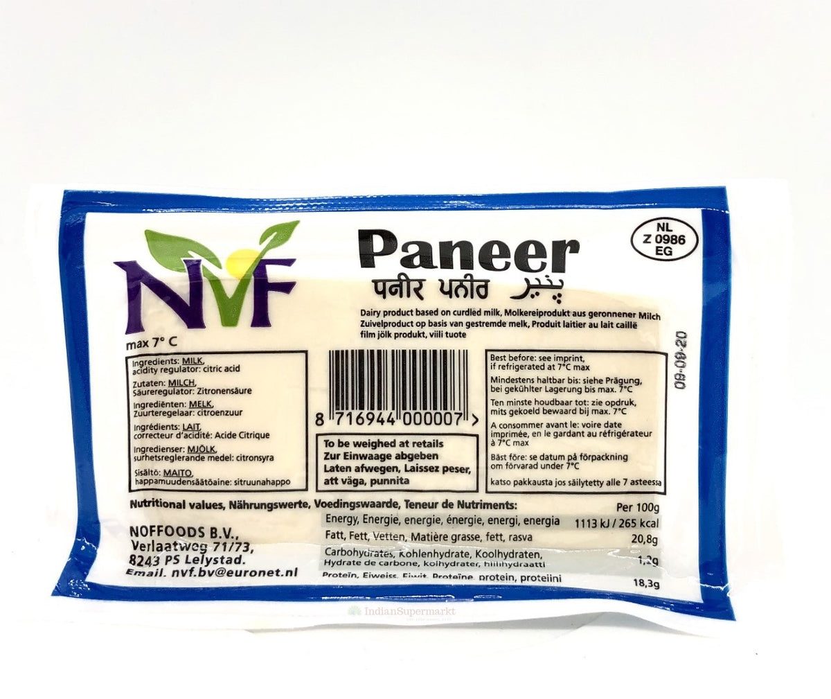 NVF Fresh Paneer 381-450gm – IndianSupermarkt